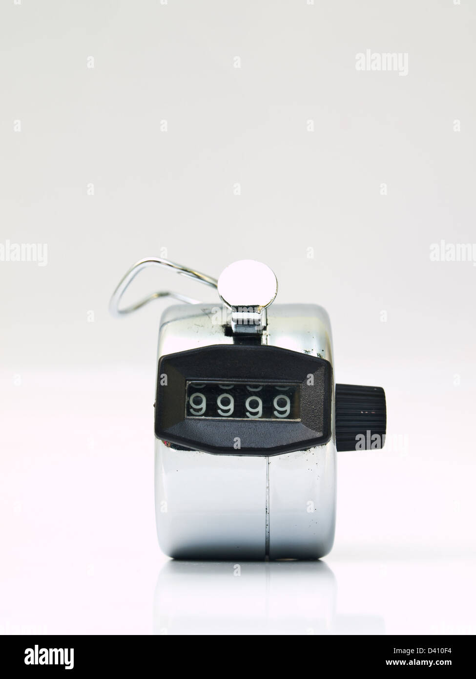 Hand held tally counter isolated on white Stock Photo - Alamy