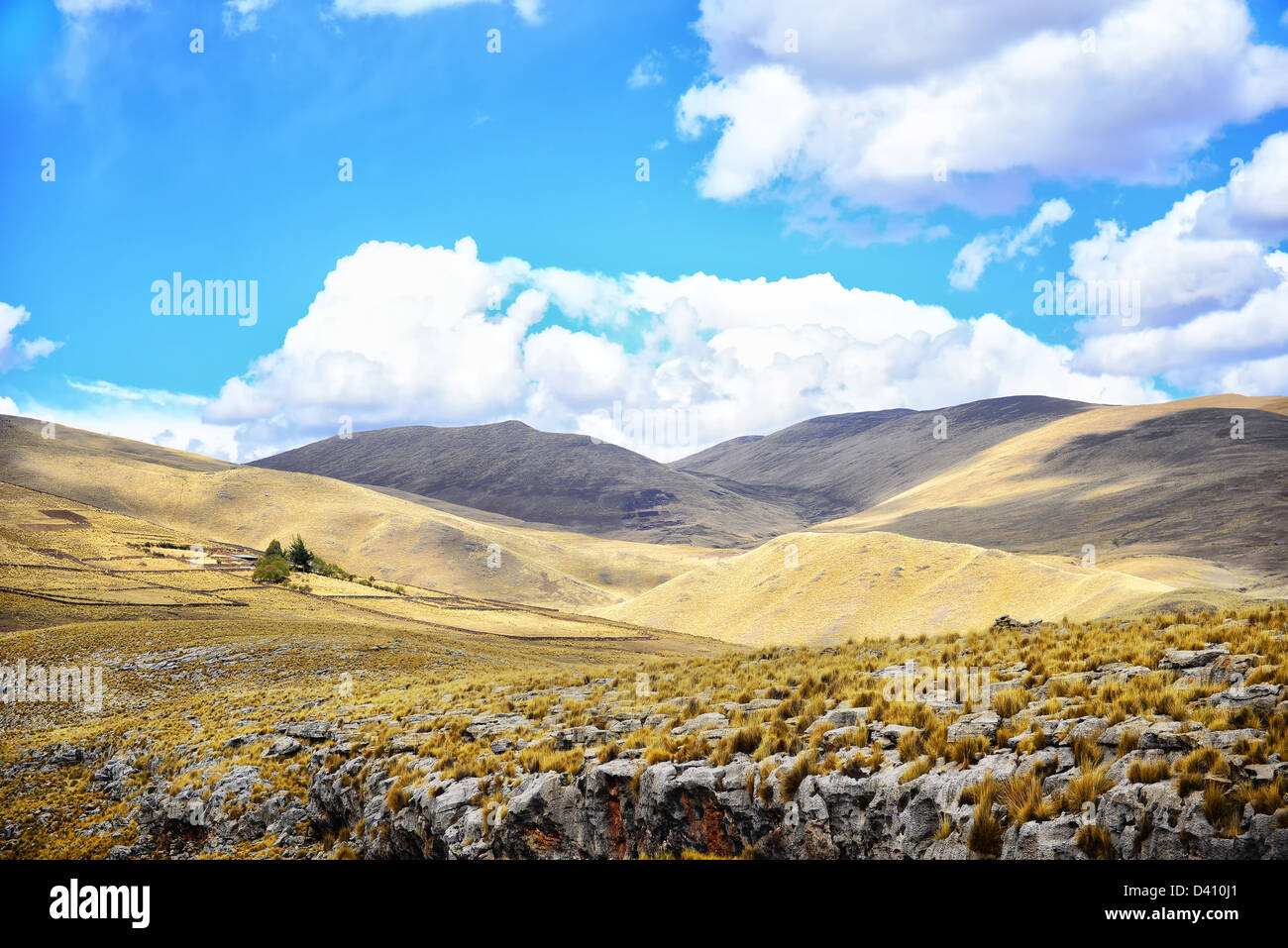 Landscape of Peru. Hills, fields and stones Stock Photo - Alamy