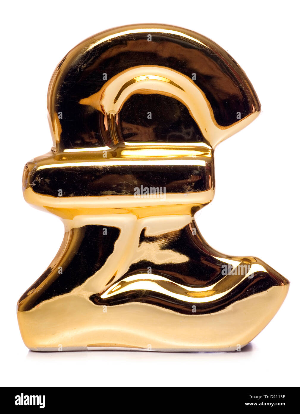 gold pound sterling sign on white background Stock Photo - Alamy