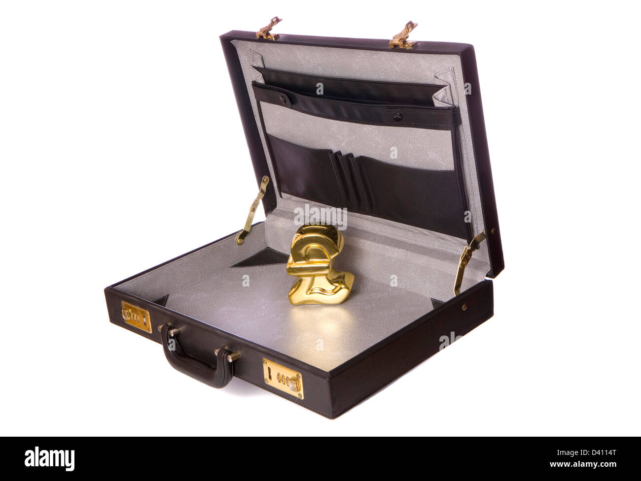 brief case with pound money box studio cutout Stock Photo - Alamy
