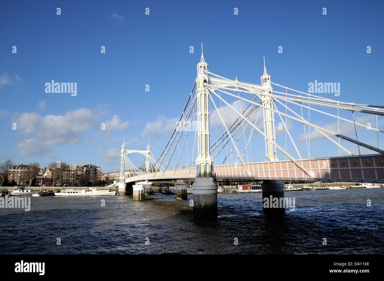 River Thames and The Albert Bridge London Stock Photo - Alamy