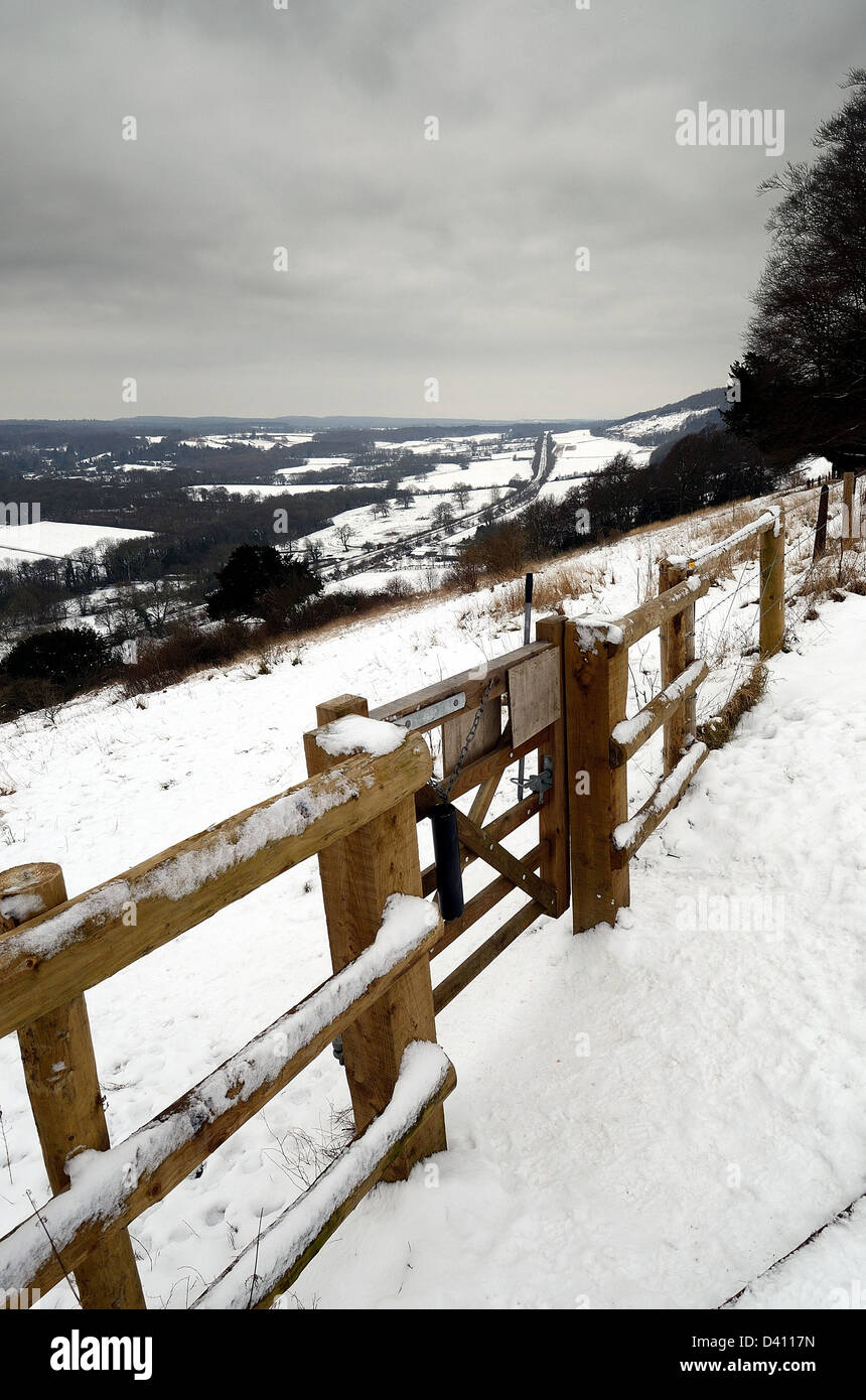 Snowy winter landscape at Ranmore Common Surrey Stock Photo - Alamy