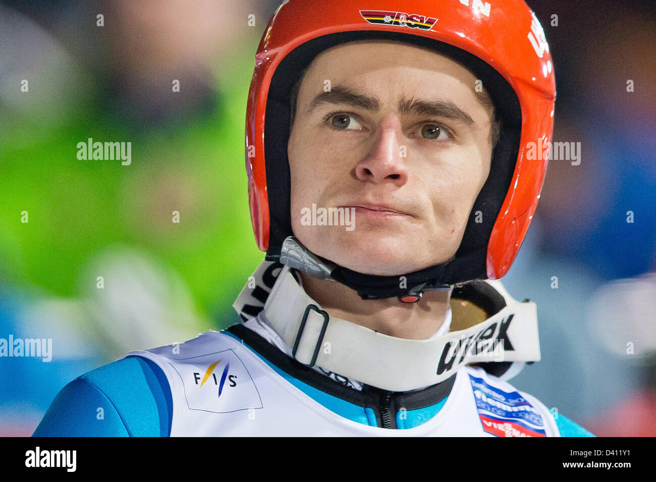 Richard Freitag of Germany reacts after the final competition jump of ...