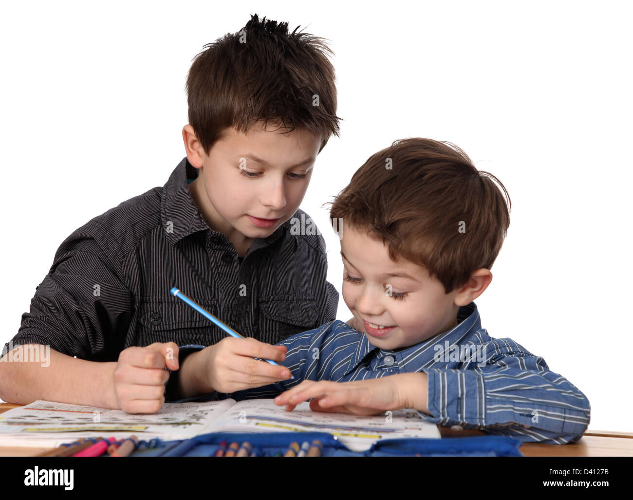 Boys schoolwork together hi-res stock photography and images - Alamy