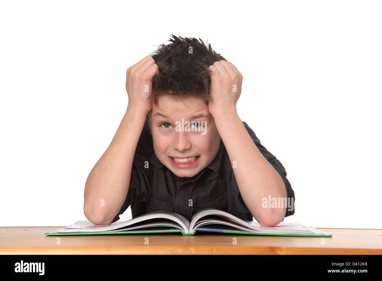 young boy frustrated over homework Stock Photo - Alamy