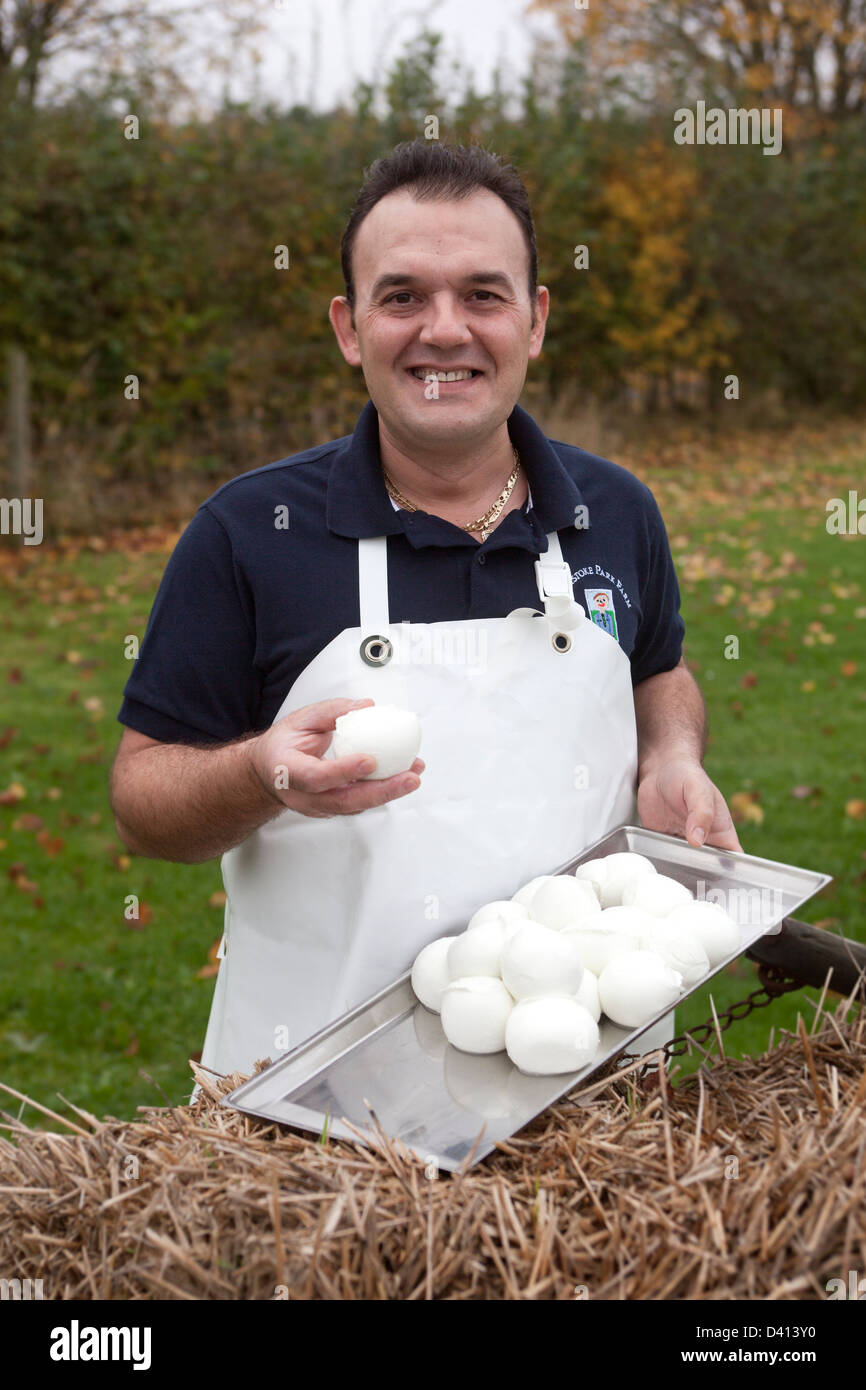 Mozzarella Maker Laverstoke Farm Stock Photo - Alamy