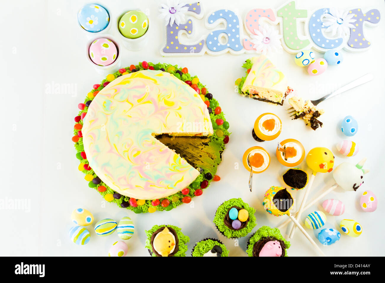 Easter sugar fest with variety of gourmet chocolate good Stock Photo ...