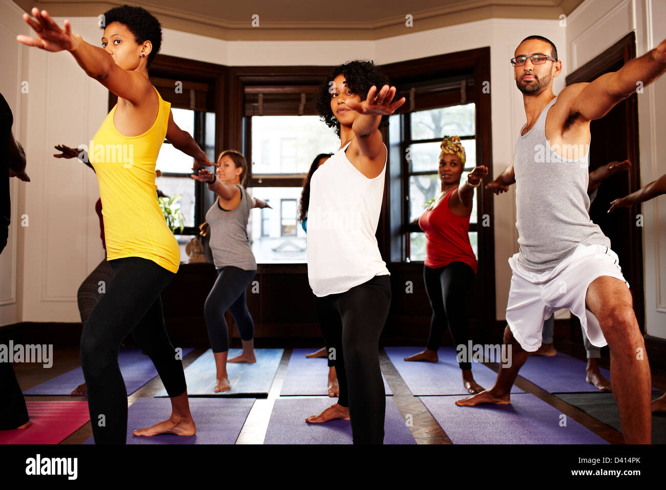 African american man practicing yoga indoors hi-res stock photography ...