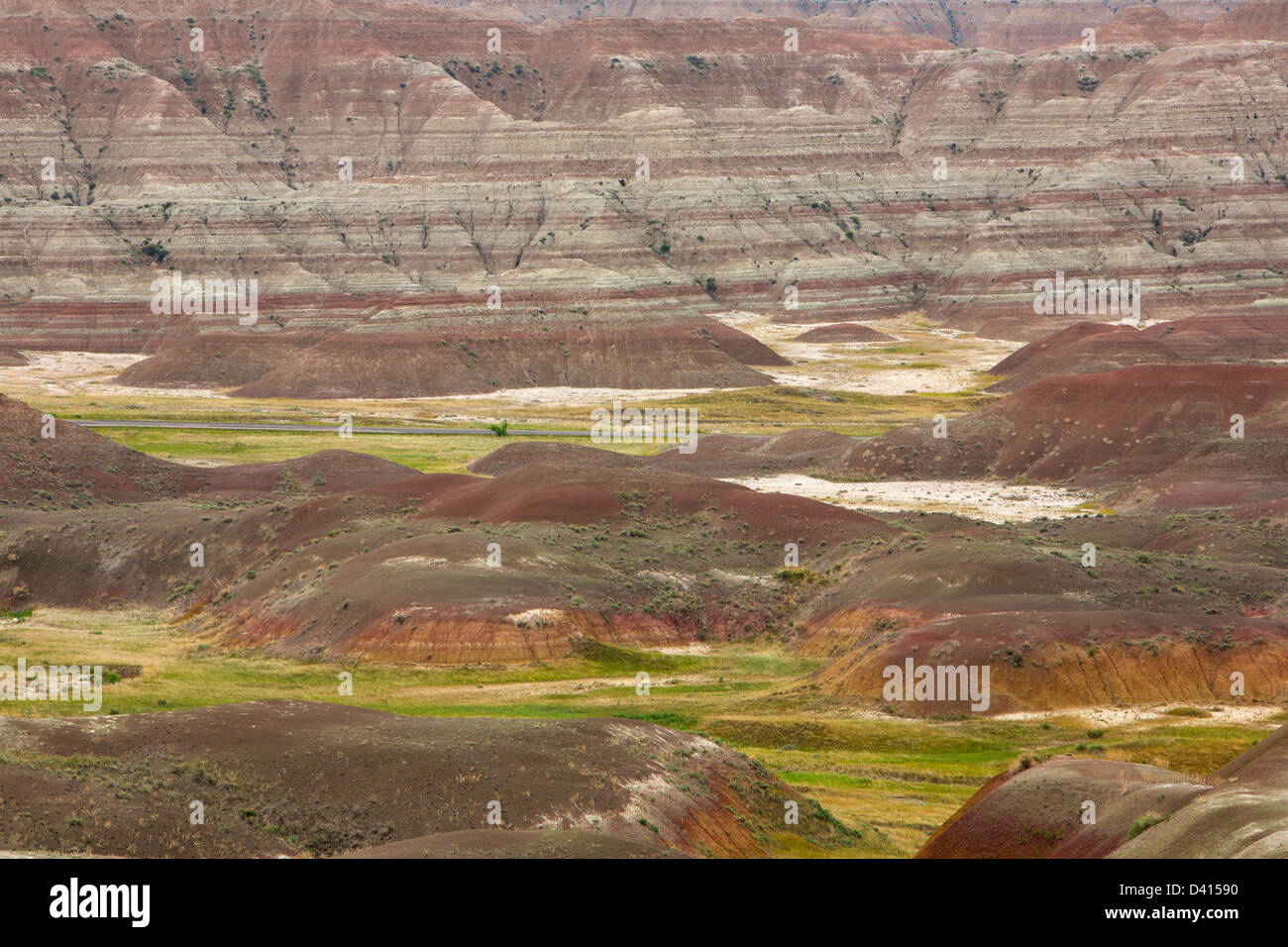 Layers of strata and erosion in Badlands National Park. South Dakota ...
