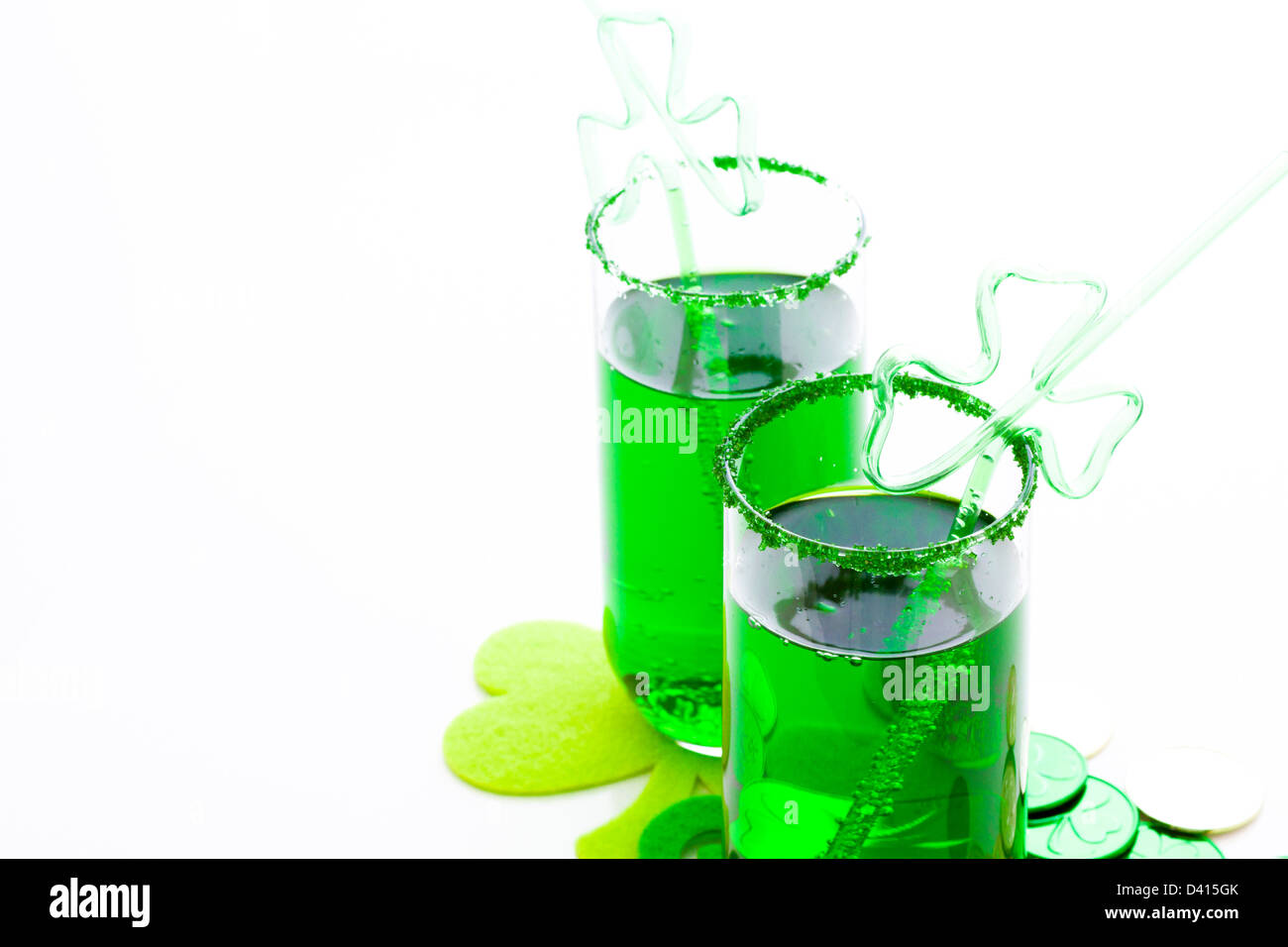 Green carbonated drink with fancy straw for St Patrics day Stock Photo ...