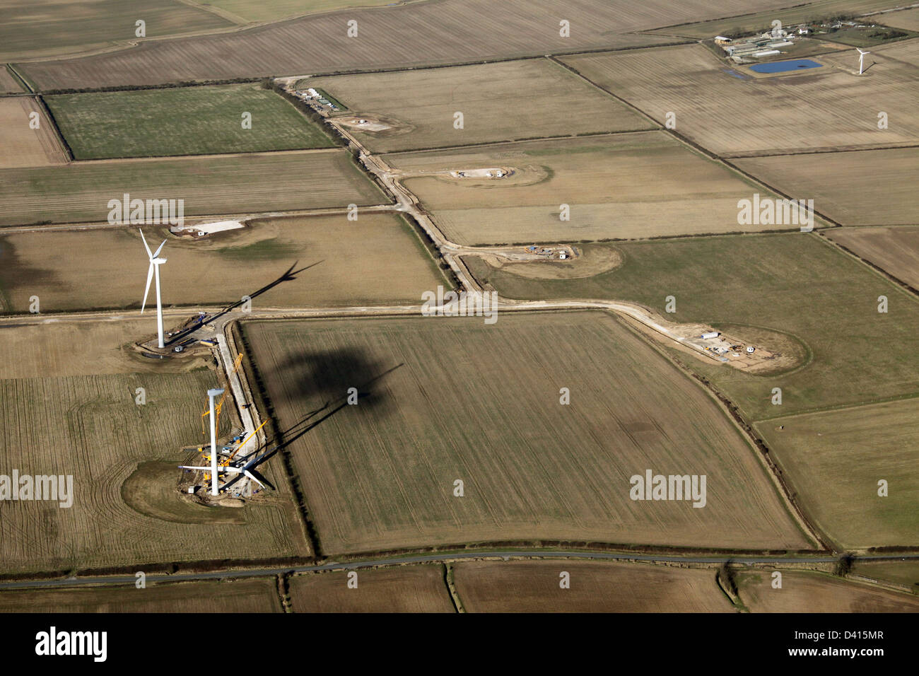 aerial view of a rural wind farm under construction near Withernwick ...
