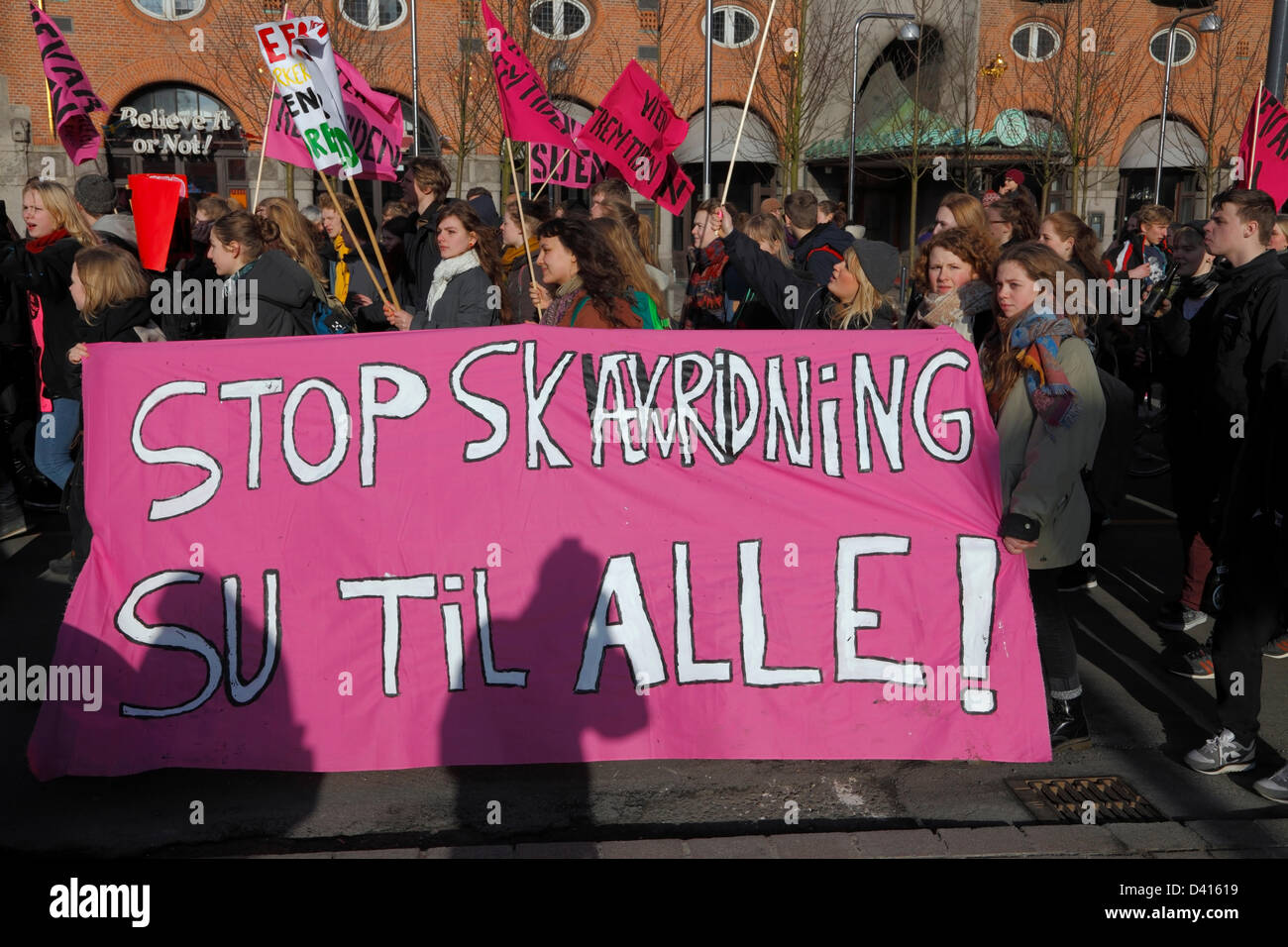 Copenhagen, Denmark. 28th February 2013. Banner reads: "Stop the ...