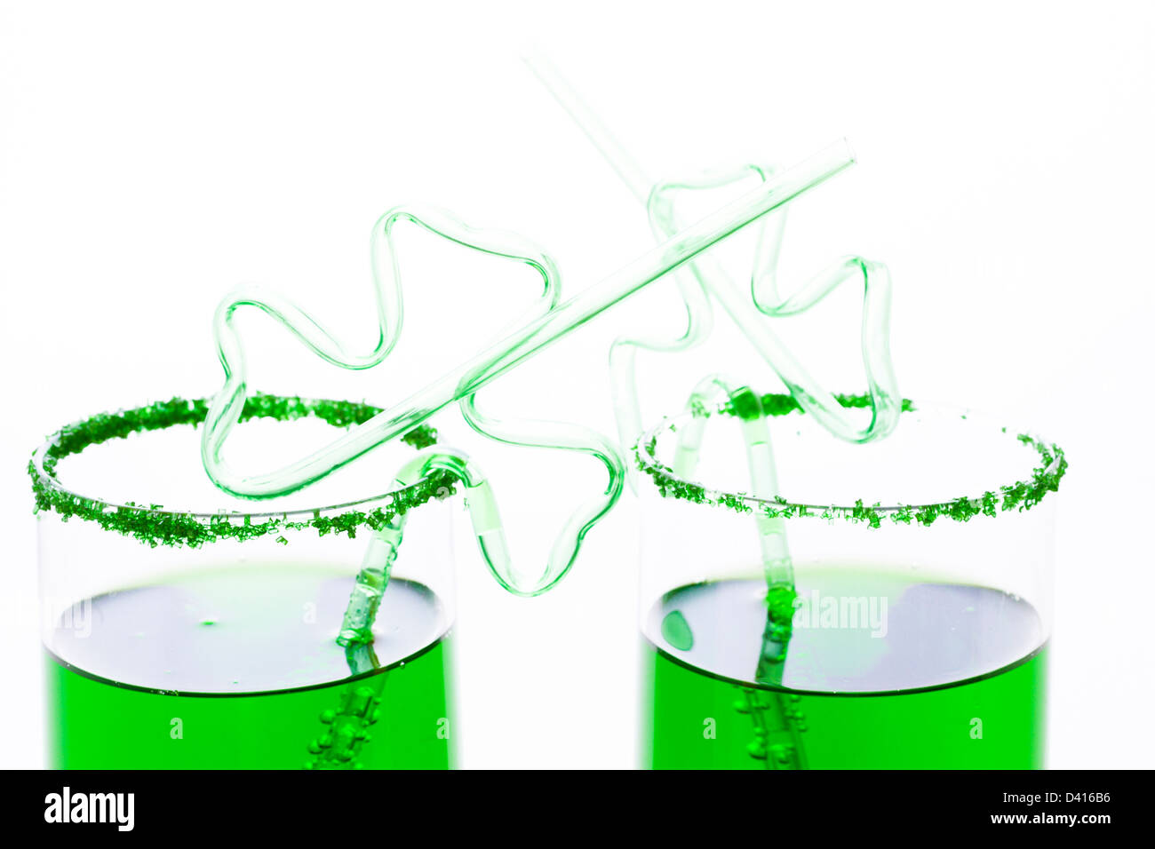 Green carbonated drink with fancy straw for St Patrics day Stock Photo ...