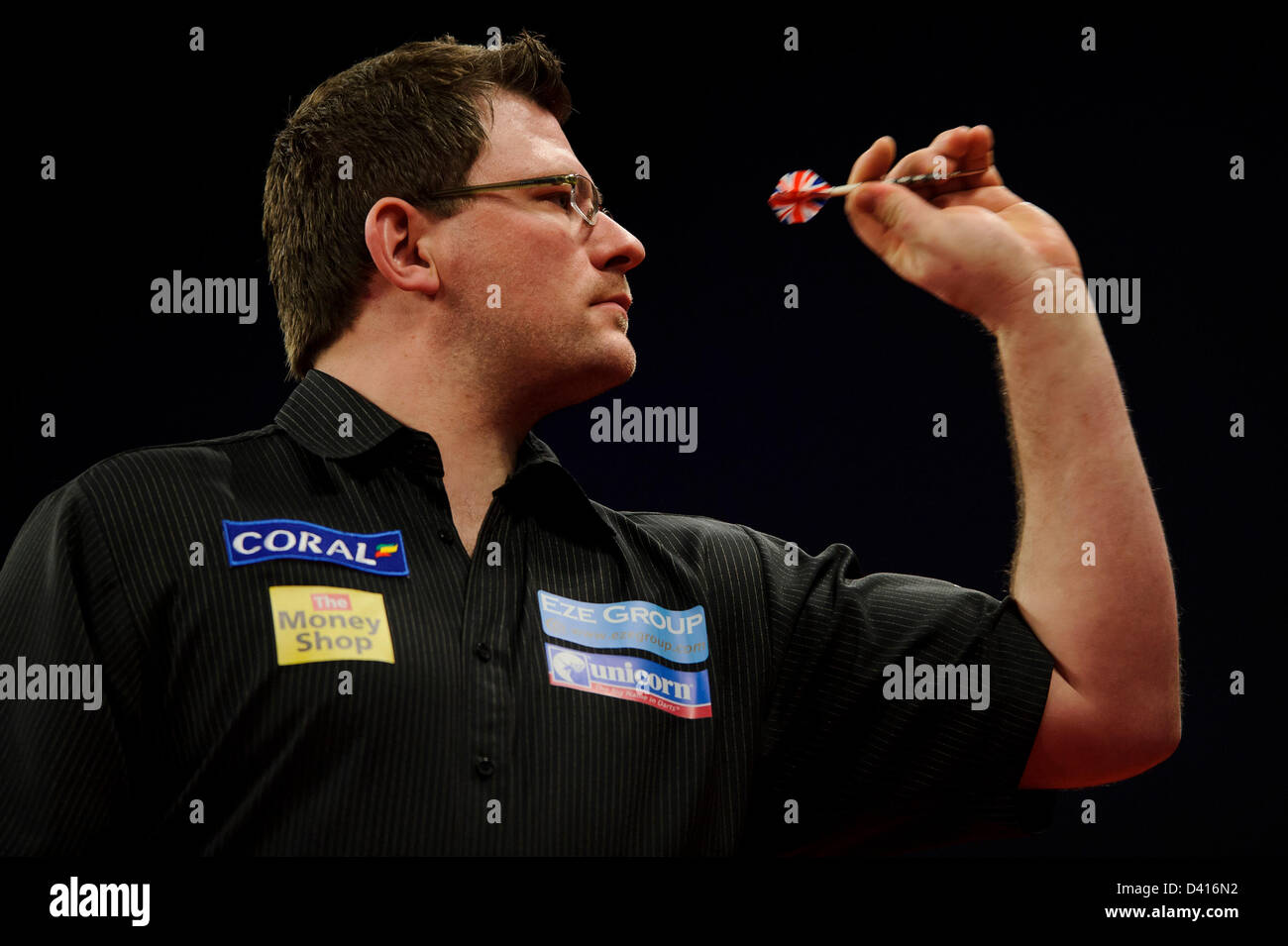 Exeter, UK. 28th February 2013. James Wade in action in his match ...