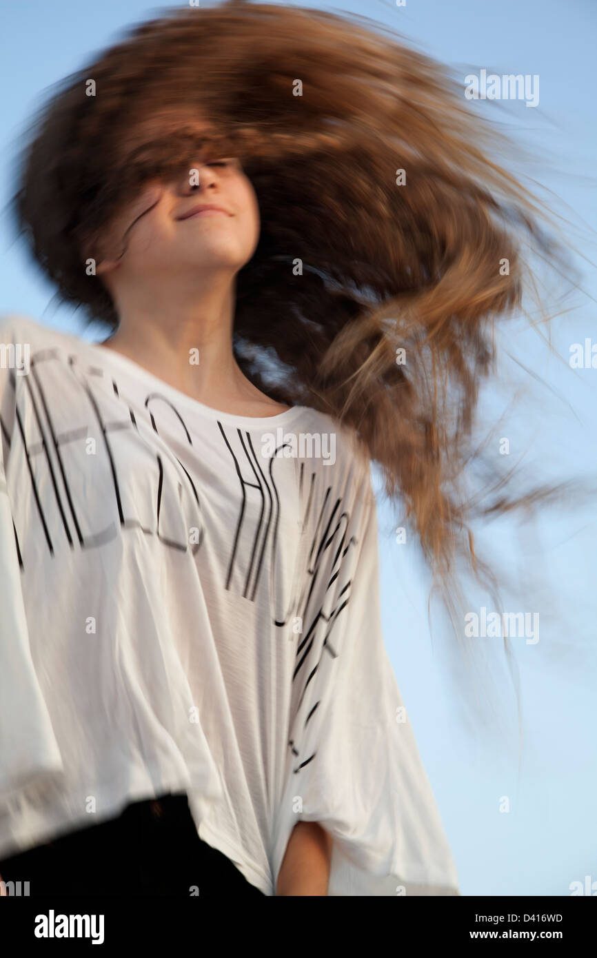 Young Girl with Wild Hair Stock Photo - Alamy