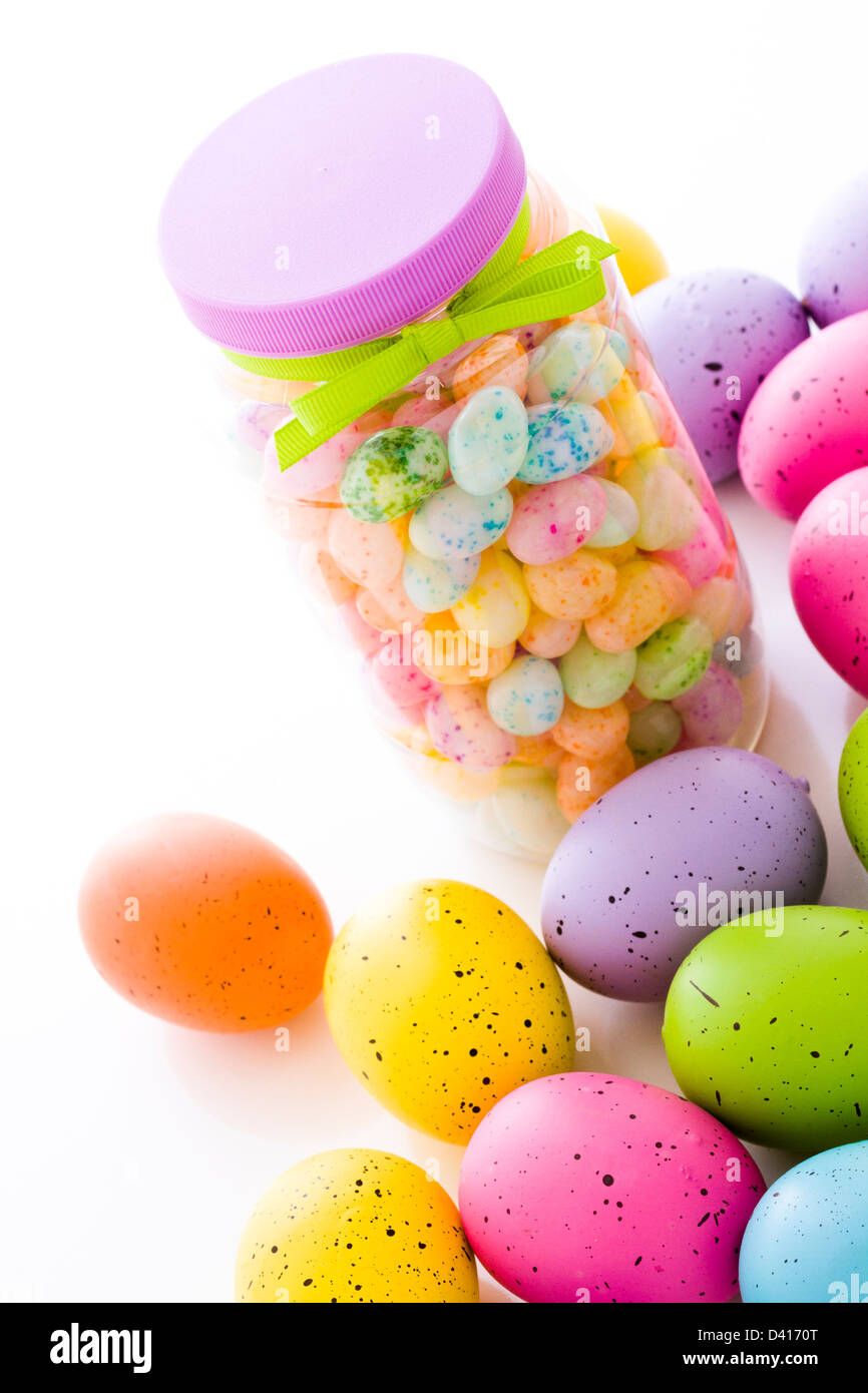 Assorted jelly beans in pastel colors with darker spots Stock Photo - Alamy