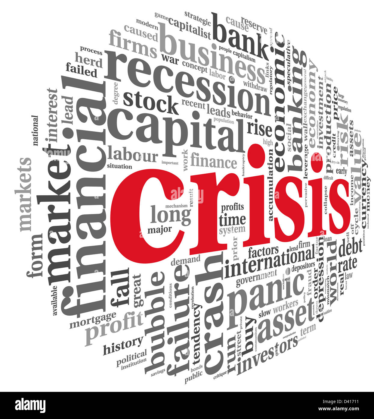 Crisis concept in word tag cloud on white background Stock Photo - Alamy