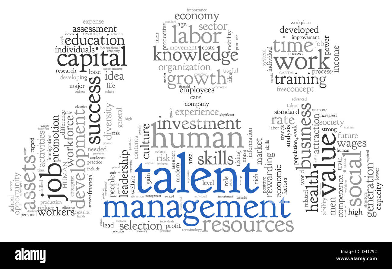 Talent management concept in word tag cloud on white background Stock ...