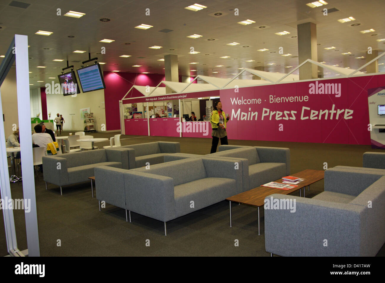 Inside the main press centre for the media in the Olympic village at ...