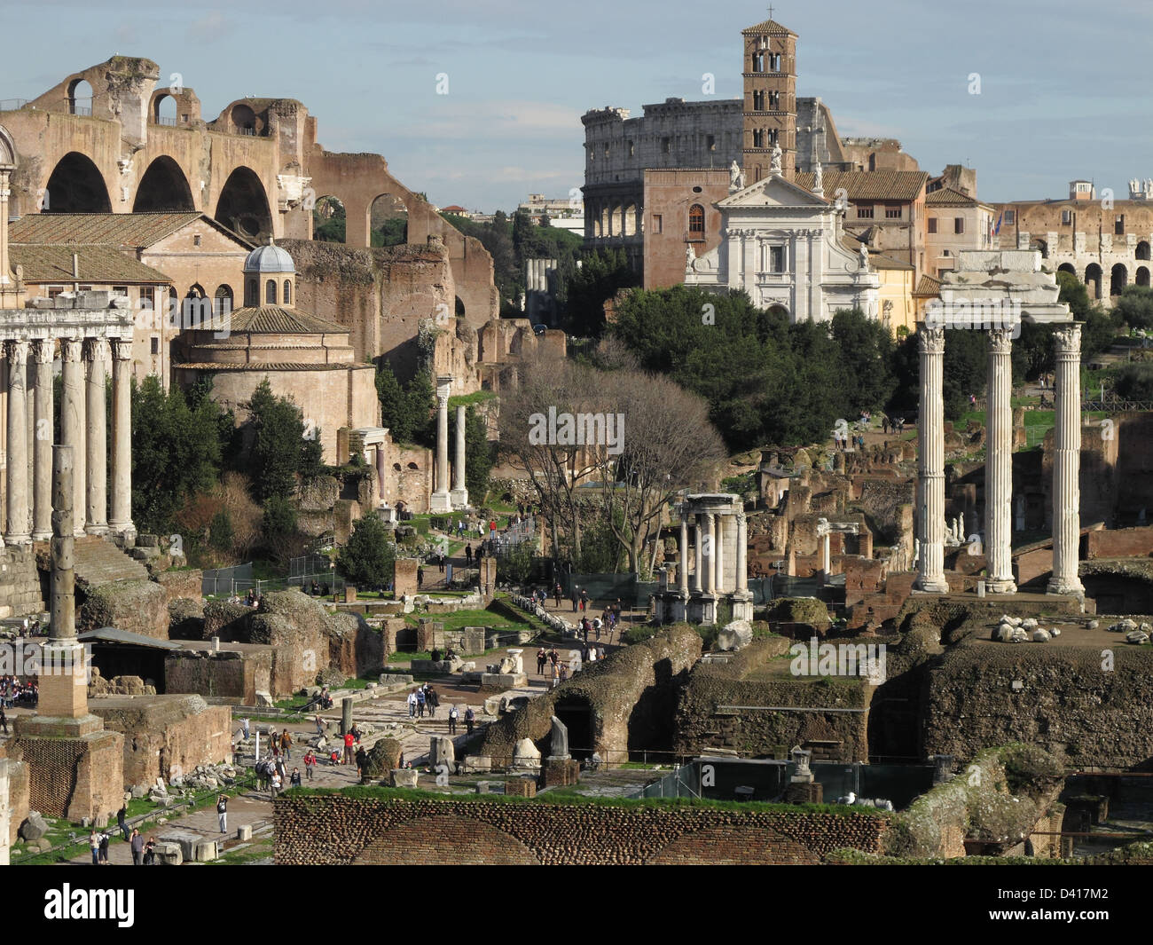 landscape of roman ancient ruines of Foro Romano from capitolium Hill ...
