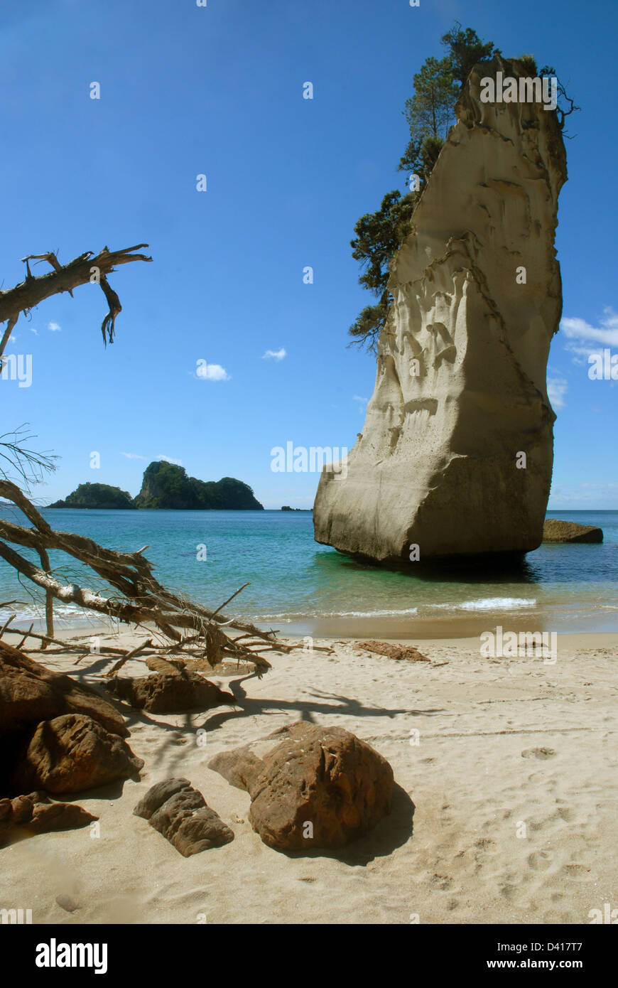 Cathedral Rock, Beach, The Coromandel, North Island, New Zealand Stock ...