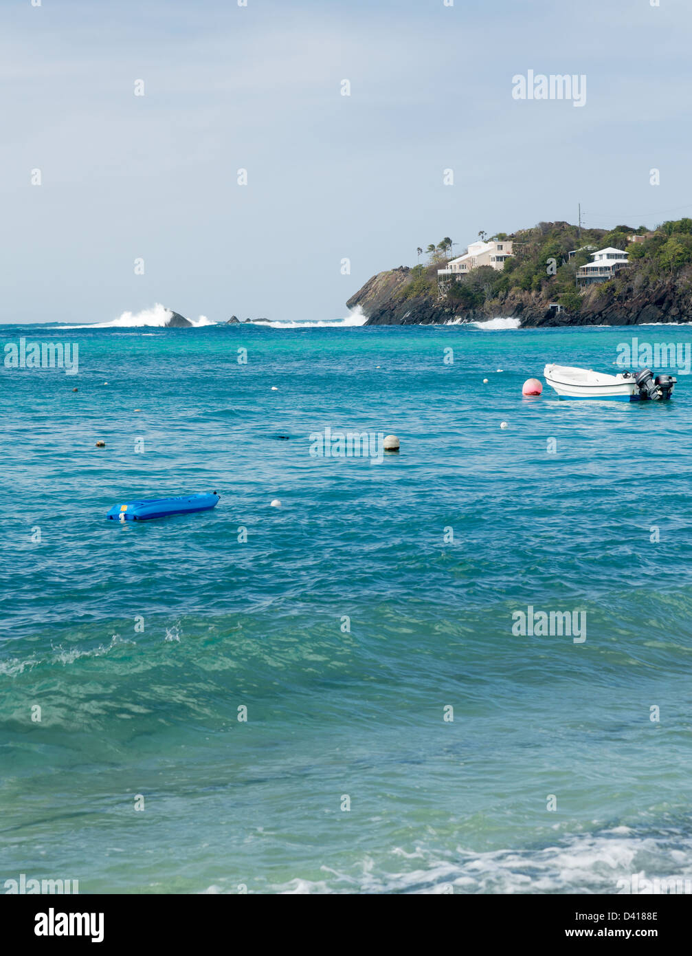 Vertical Hull Bay beach scene on island of St Thomas in US Virgin ...