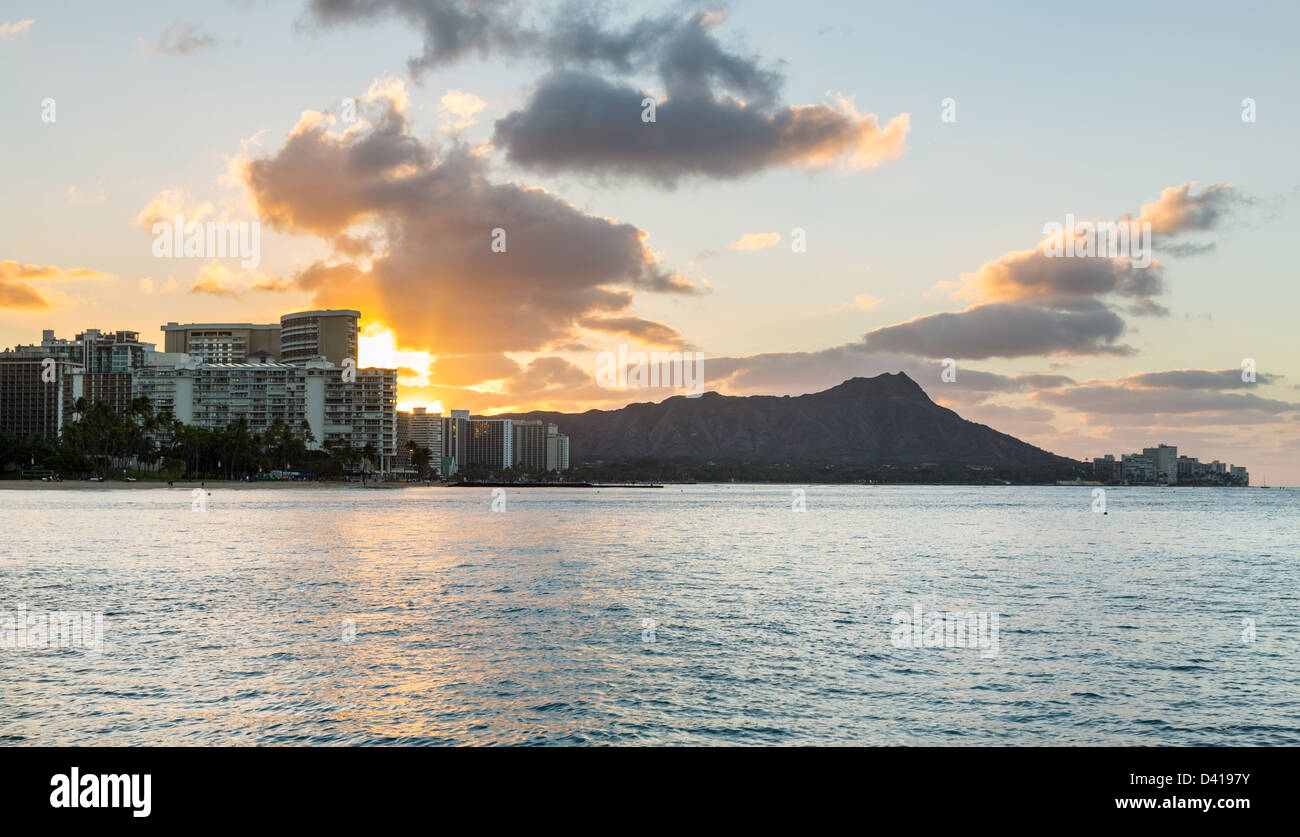 Hawaii Diamond Head Sunrise High Resolution Stock Photography and ...