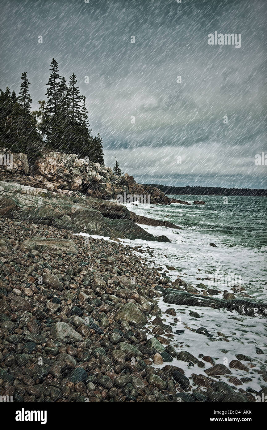 Coastal rain storm, Maine, USA Stock Photo - Alamy