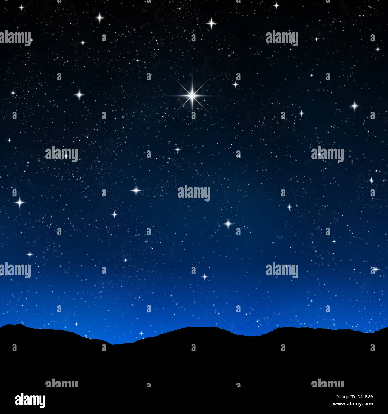 starry sky at night with bright wishing star Stock Photo - Alamy