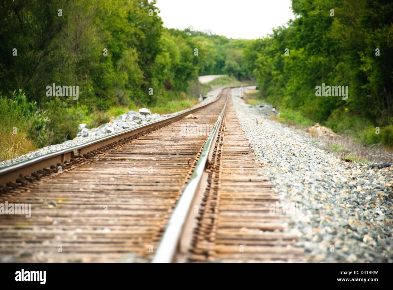 Railway tracks on a sunny day Stock Photo - Alamy