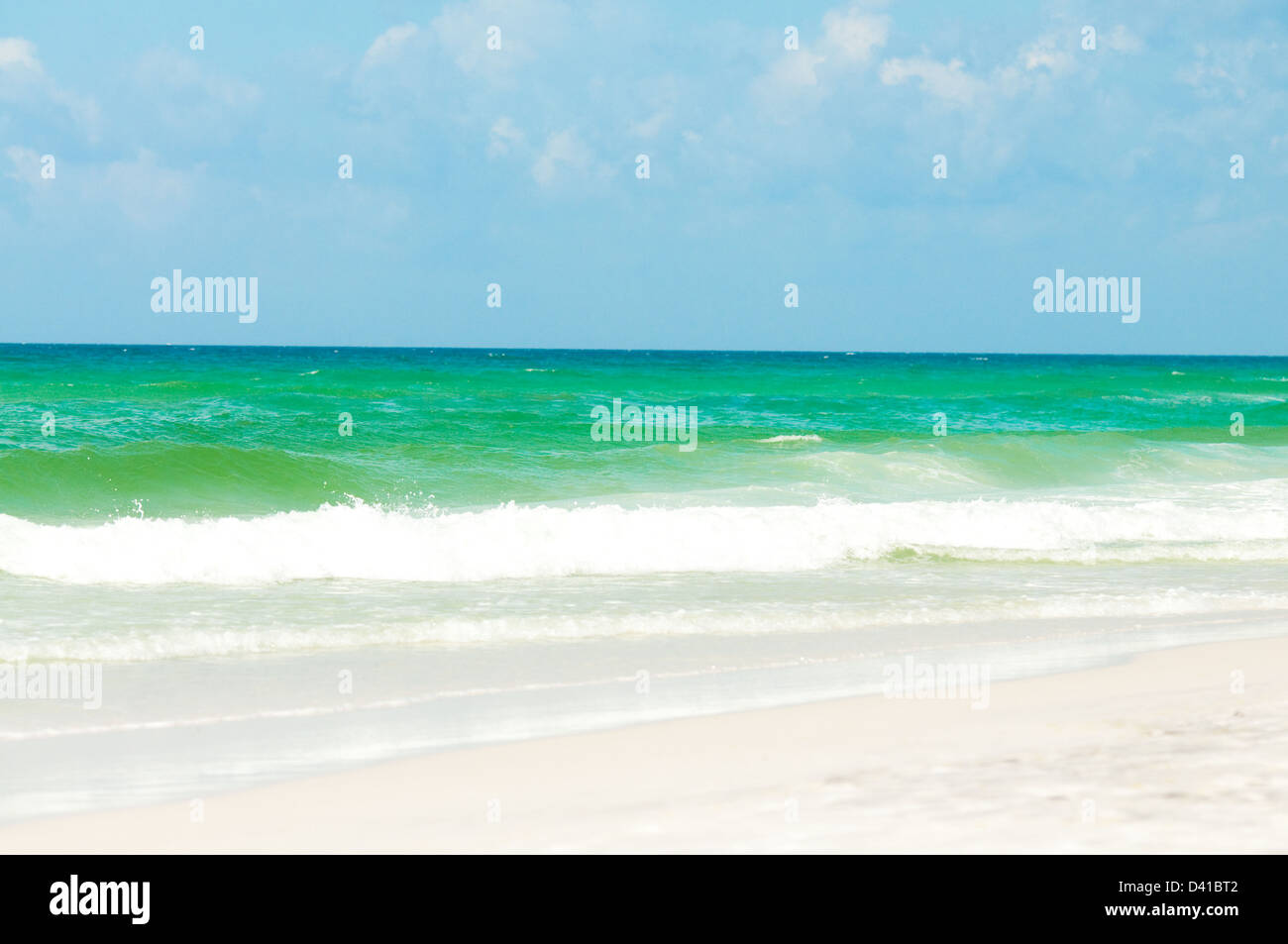 A beautiful view of the aqua blue ocean from the sandy beach Stock ...