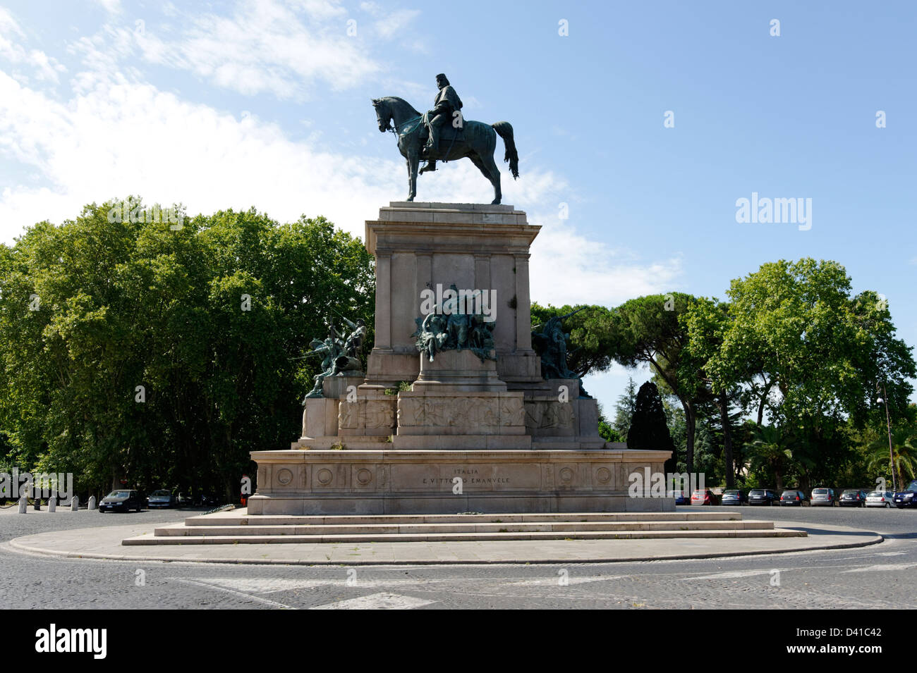 Rome. Italy. View of the 1895 Giuseppe Garibaldi monument Janiculum ...