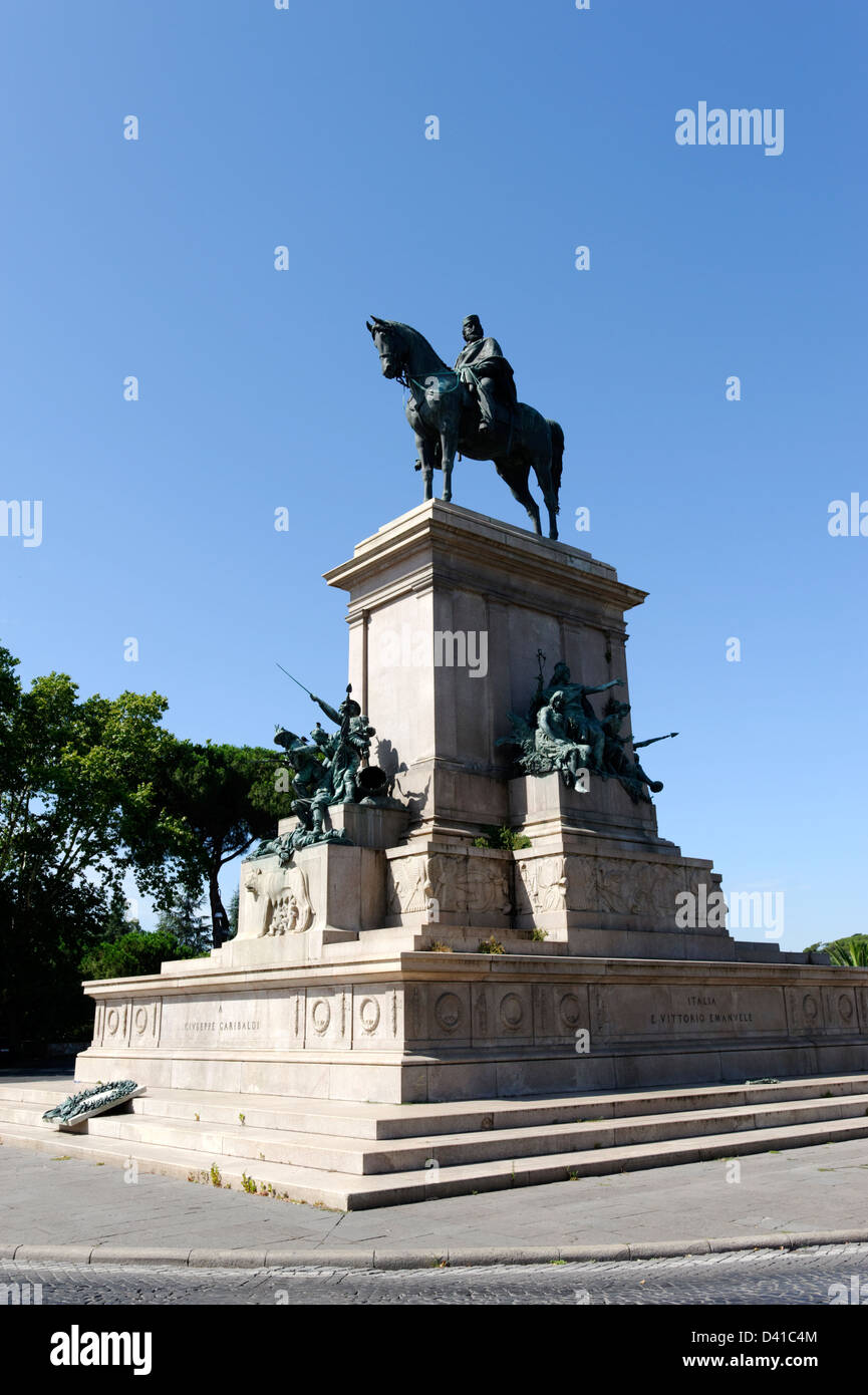 Rome. Italy. View of the 1895 Giuseppe Garibaldi monument Janiculum ...