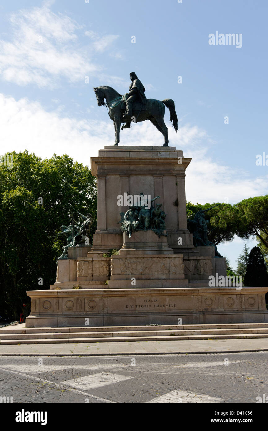 Rome. Italy. View of the 1895 Giuseppe Garibaldi monument Janiculum ...