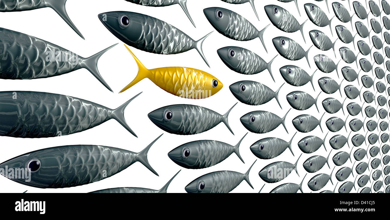 A perspective view of a school of stylized silvery fish swimming in one ...