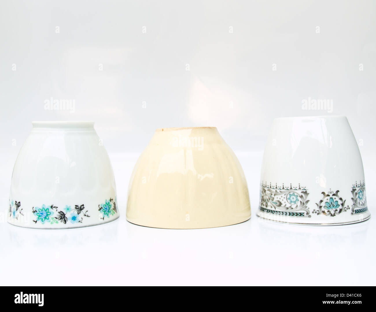 Three tea cup isolated on white background Stock Photo - Alamy