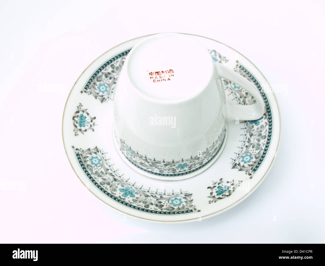 A tea cup with floral pattern isolated on white background Stock Photo ...