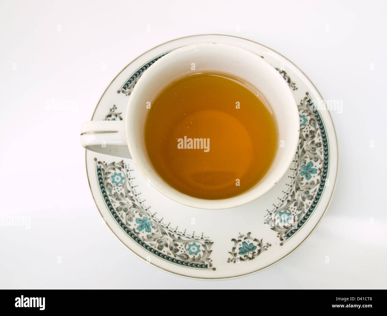 A cup of tea with floral pattern isolated on white background Stock ...