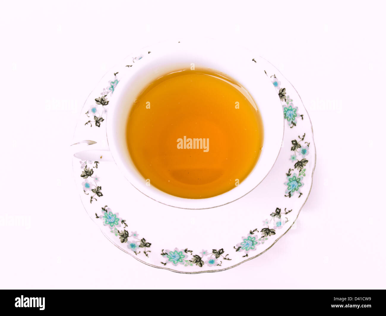 A cup of tea with floral pattern isolated on white background Stock ...