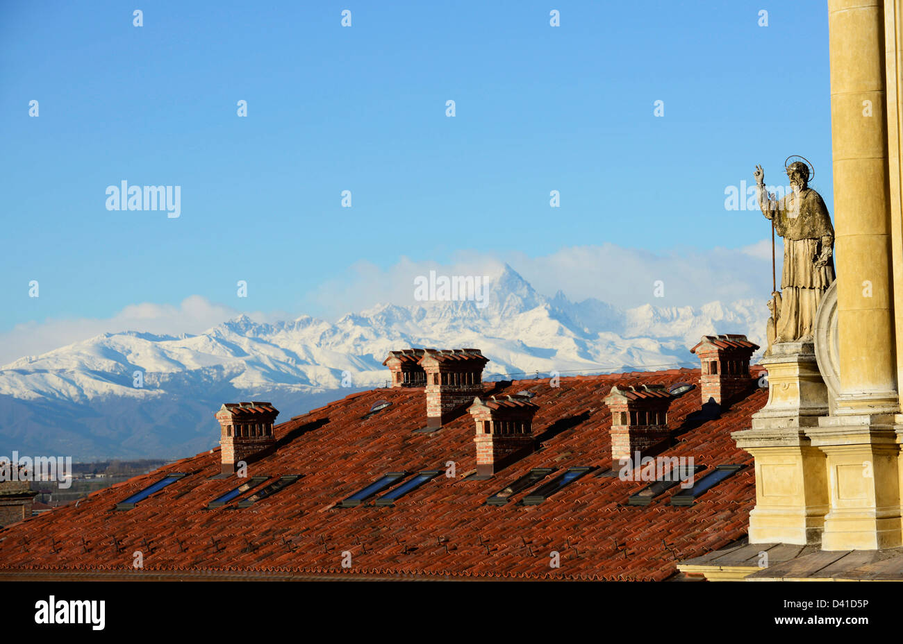 The Italian Alps ( Mt. Viso) as seen from Bra, Italy Stock Photo - Alamy