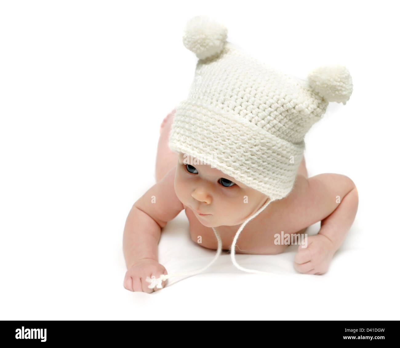 Newborn baby in the cap isolated Stock Photo - Alamy