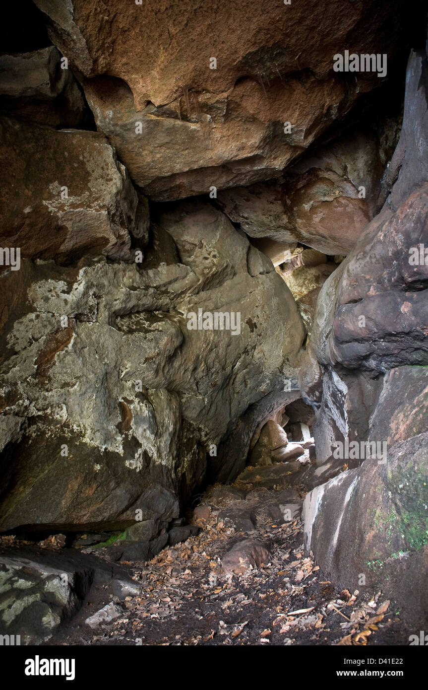 A cave at Rowtor Rocks, Birchover, Derbyshire, UK Stock Photo - Alamy