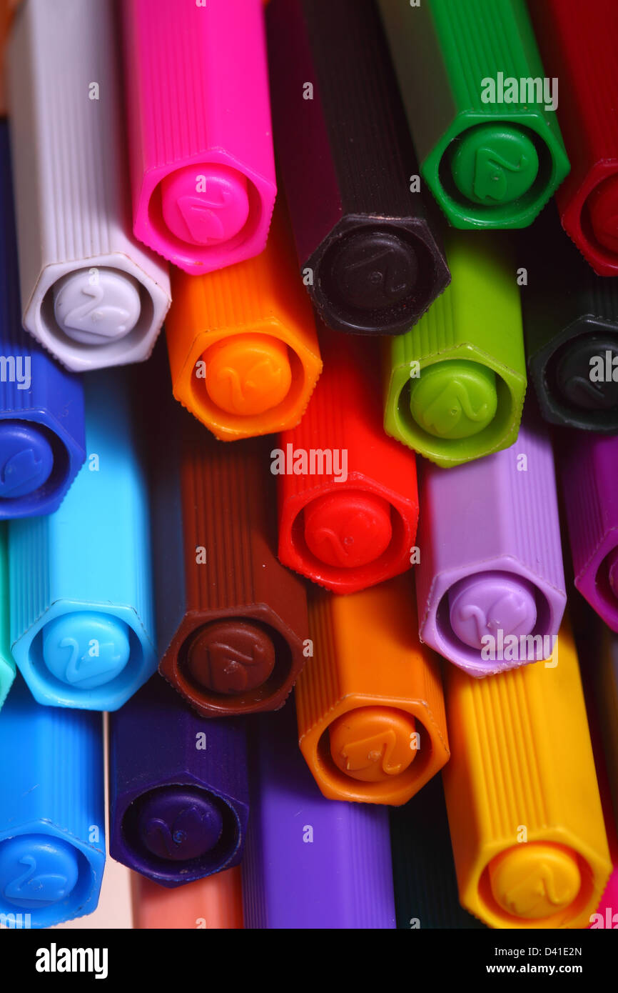 Selection of colourful pens Stock Photo - Alamy