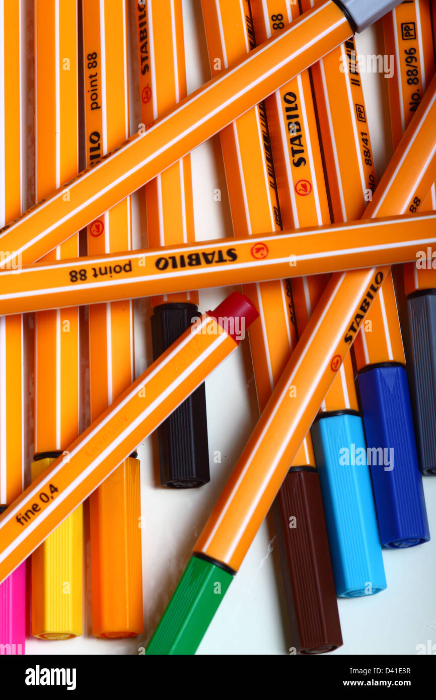 Selection of colourful pens Stock Photo - Alamy