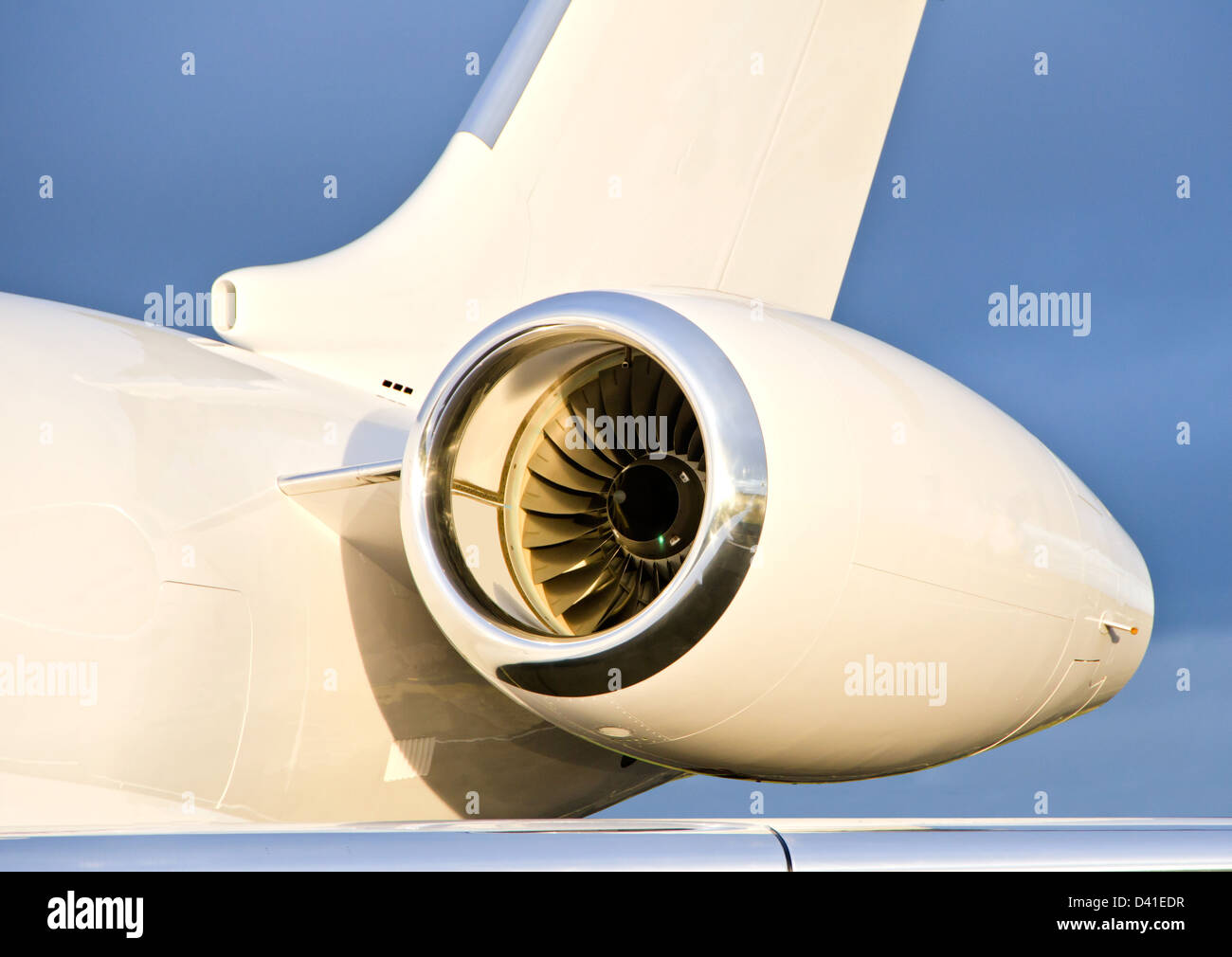 Jet Engine with a part of a wing on a Private Plane - Bombardier Global ...