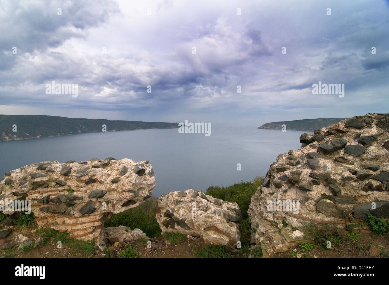 The end of the Bosphorus straits by the Black sea in Turkey Stock Photo ...