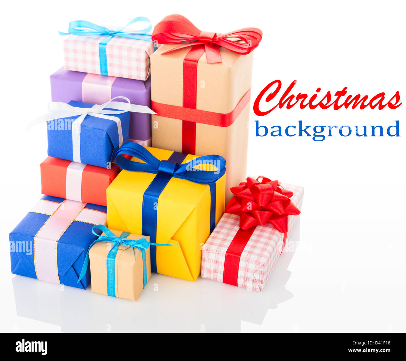 Christmas background. Gift boxes isolated on white background Stock ...