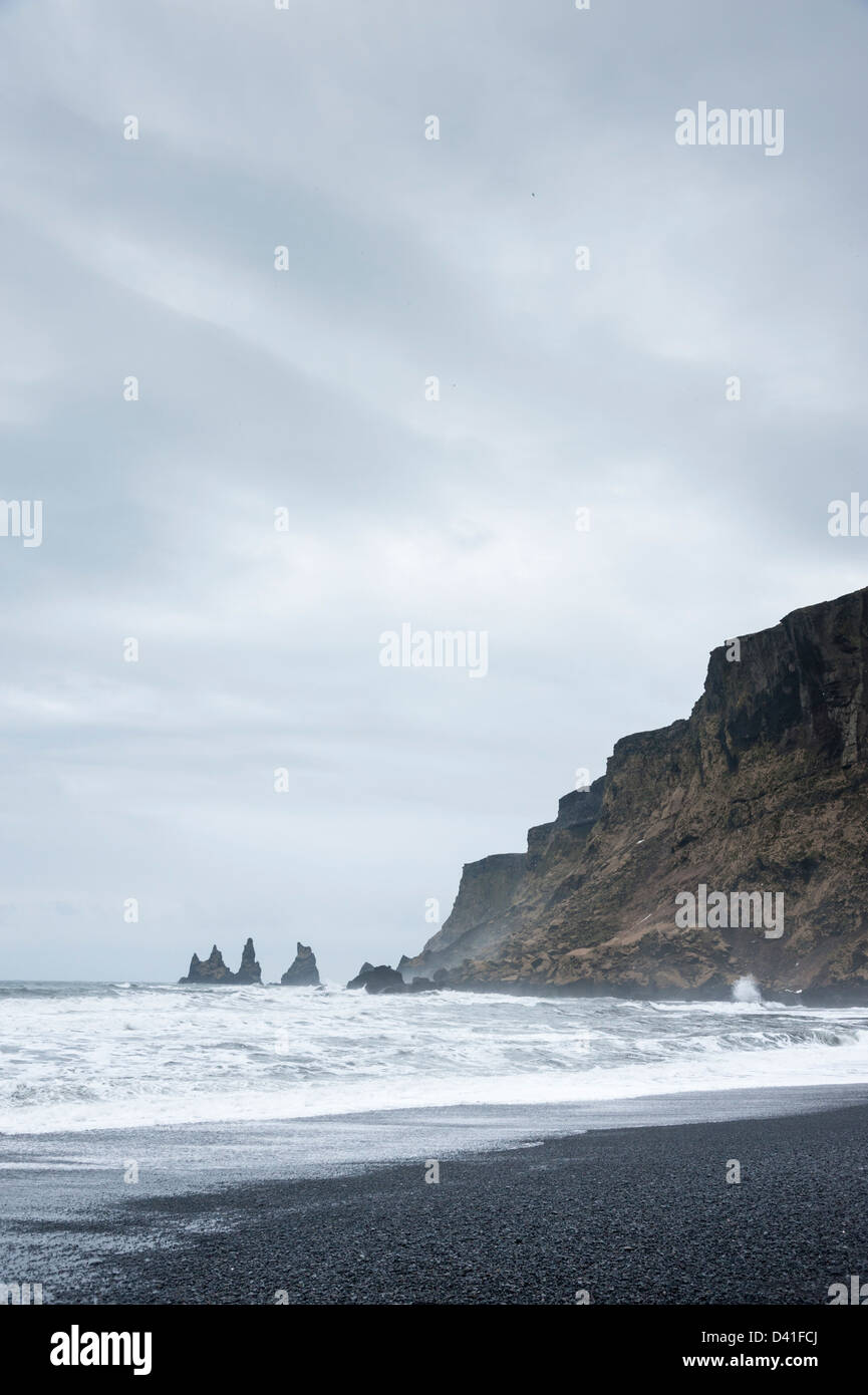 The black volcanic sand beach at Vík í Mýrdal Iceland Stock Photo - Alamy
