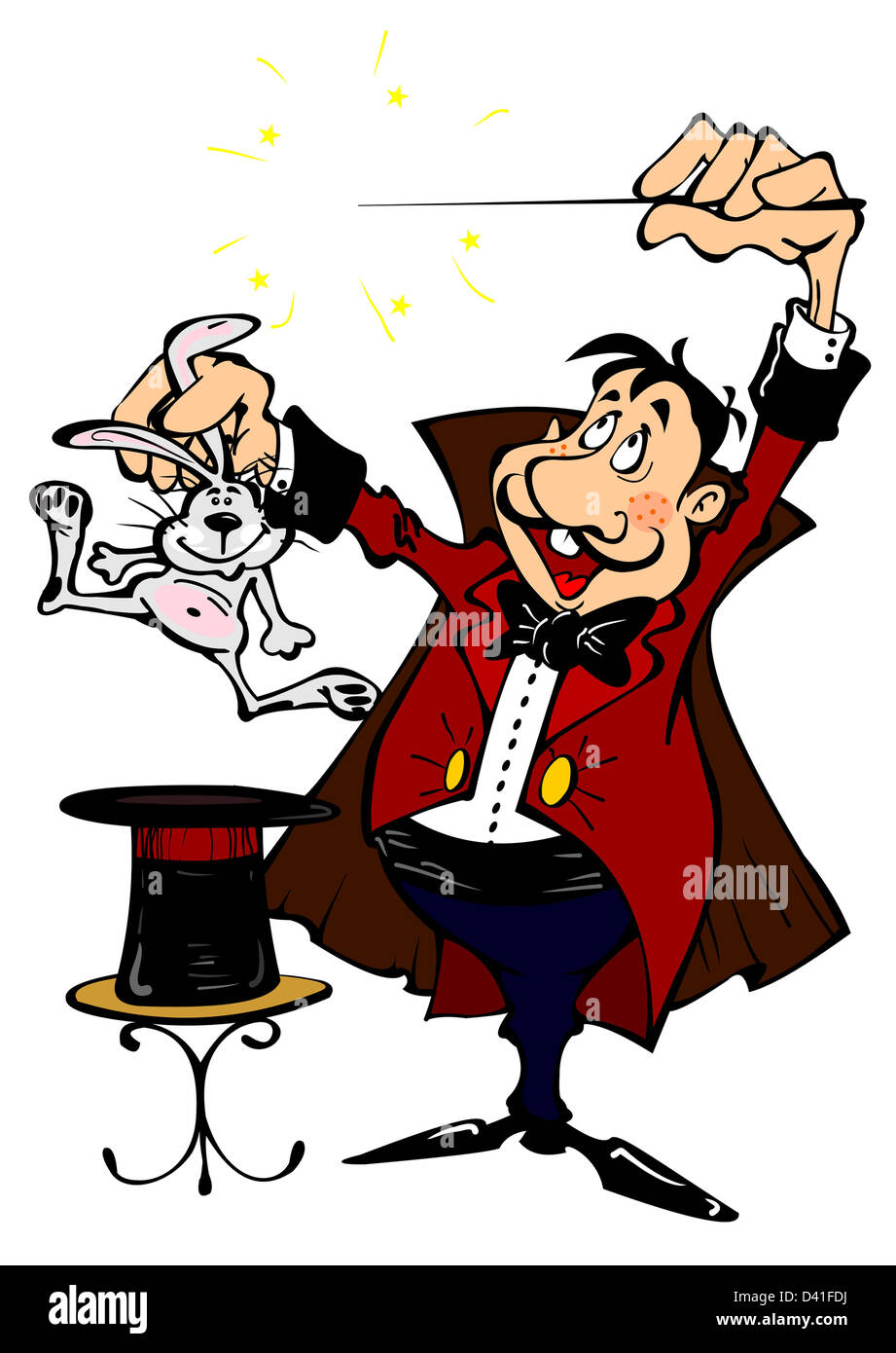 Magician with a rabbit Stock Photo - Alamy