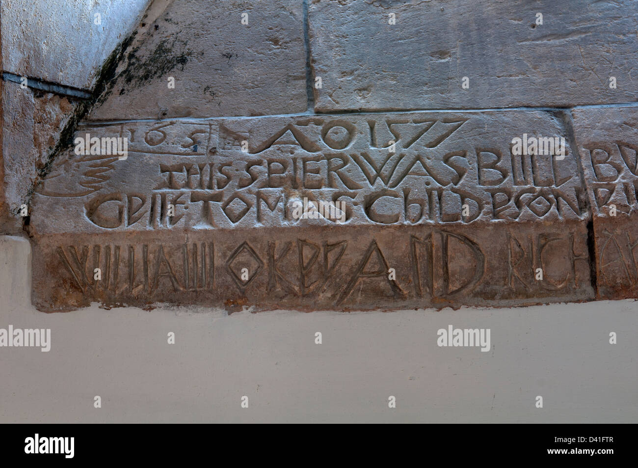 Old writing in St. Michael`s Church, Dowdeswell, Gloucestershire ...